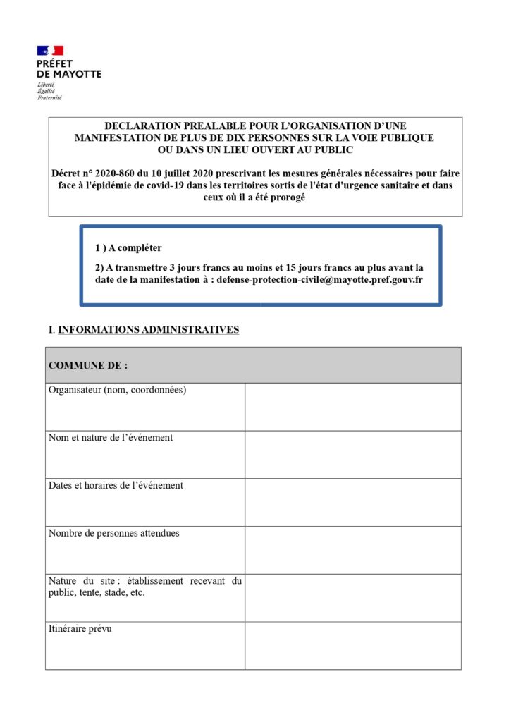 La préfecture de Mayotte nous informe. | Mairie de Bandraboua